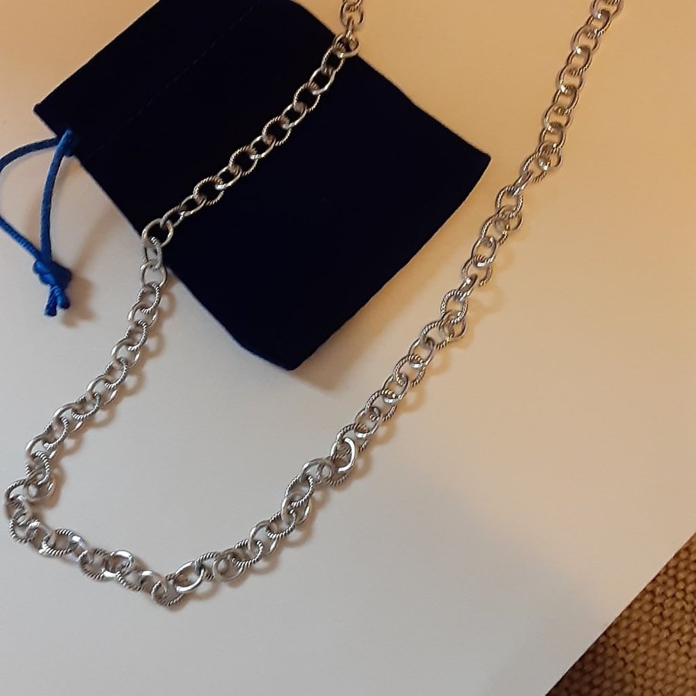 24" Sterling Silver Oval Link Status Necklace - Gem